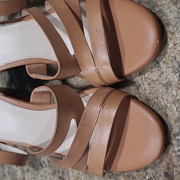 Cole Haan | Shoes | Cole Han Marietta Tan Leather Wedge Ssndals Size Us ...